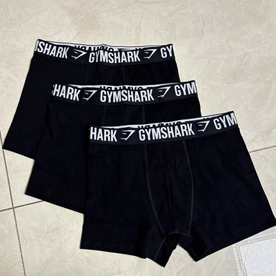 三条装GYMSHARK Boxer briefs男子运动休闲亲肤弹性棉平角内裤