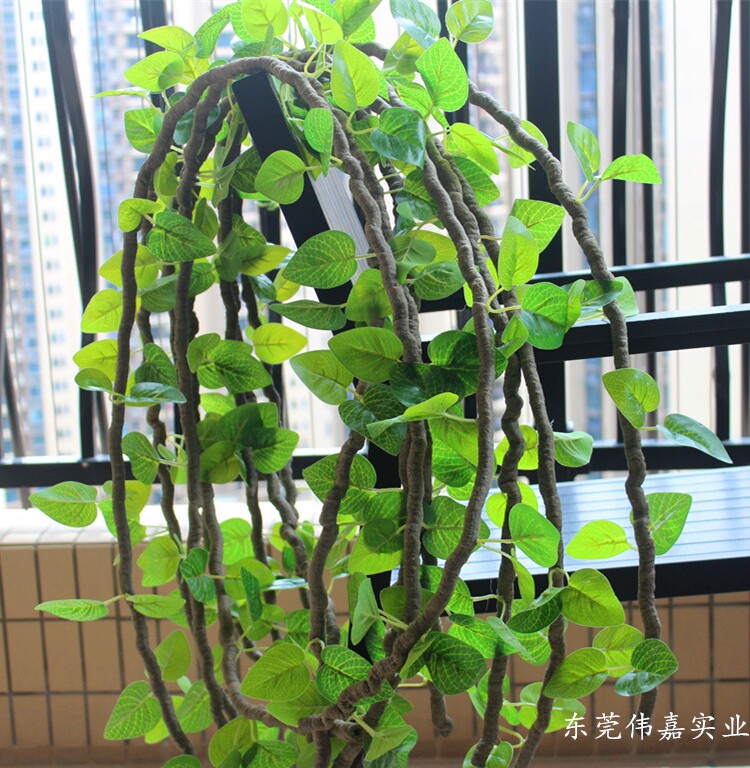 新款仿真树藤叶缠绕垂吊背景装饰 常青藤假花绿罗叶藤蔓绿植造景