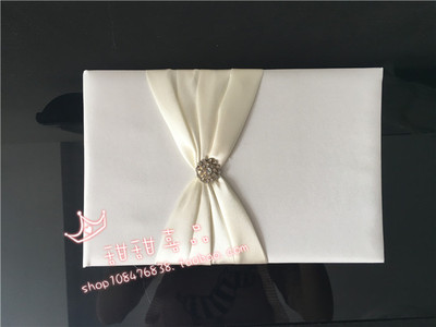 欧式商务签到本 绸缎面结婚题名册白色婚礼签到册开业年会签名册