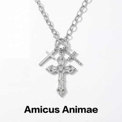 AmicusAnimae镶钻十字架锁骨链