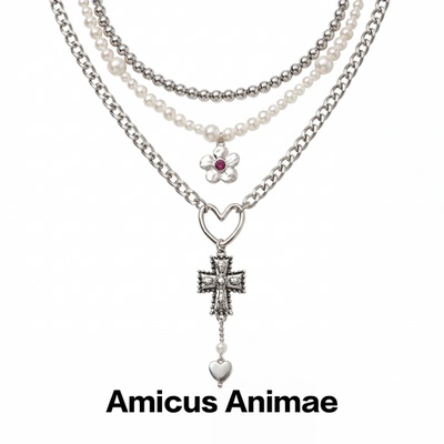 AmicusAnimae十字架爱心锁骨链