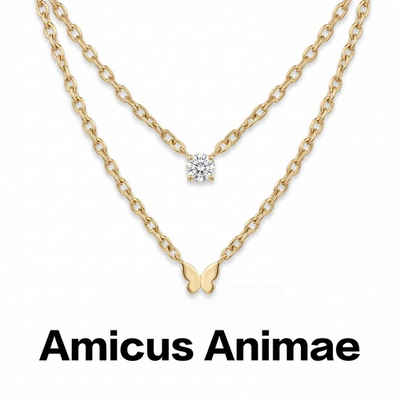 AmicusAnimae双层叠戴蝴蝶项链