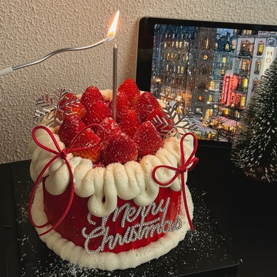 2026圣诞节雪花蛋糕装饰水钻MerryChristmas插件圣诞快乐甜品插牌