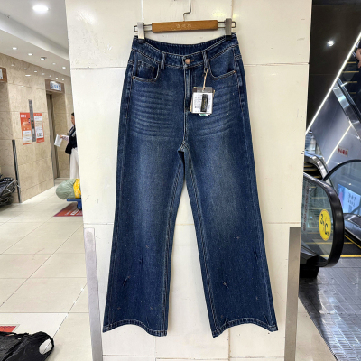 MINZI MA68023-401 时尚百搭显瘦满天星烫钻大筒喇牛仔裤女裤秋装