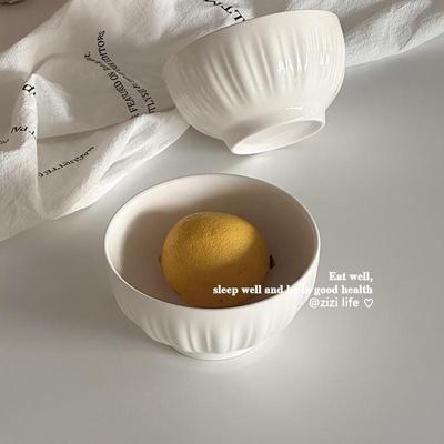 ins风竖纹家用浮雕好看汤碗简约