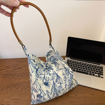 原创新中式复古花朵单肩包斜挎包