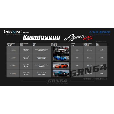 GRYNING柯尼塞格AgeraRS汽车模型