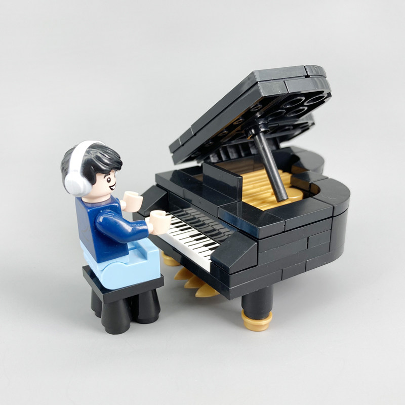 MOC兼容21323小颗粒创意拼装积木迷你版钢琴乐器音乐小场景_虎窝淘