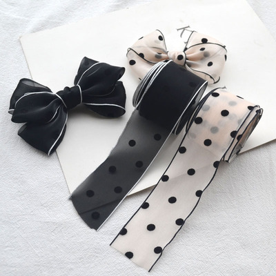 黑白小香风轻盈纱质丝带