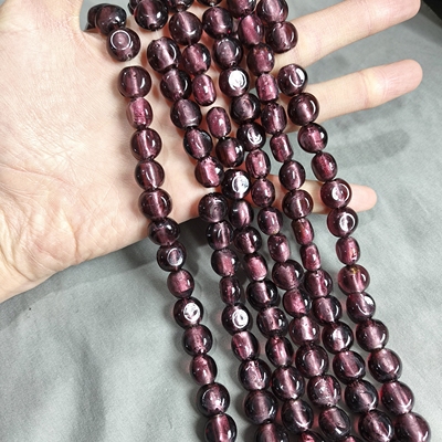 s87 13mm紫色银箔琉璃扁珠一条