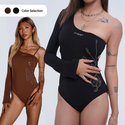 IAMYOYO慕斯练功服系列单翼蝶连体衣瑜伽heels显腿长舞蹈瑜伽辣妹