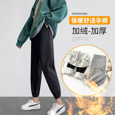 女装长裤秋冬款加绒加厚孕妇休闲裤外穿长裤高腰托腹裤YIFEI6022