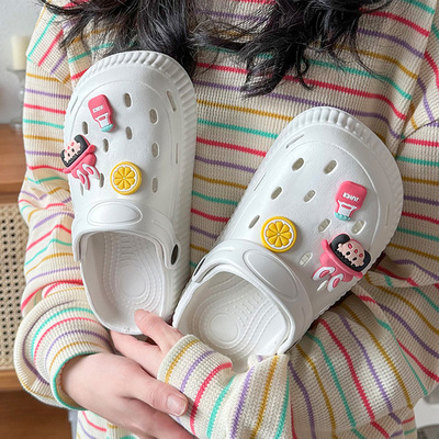 2023夏季新款情侣沙滩凉鞋透气洞洞鞋厚底镂空外穿拖鞋女