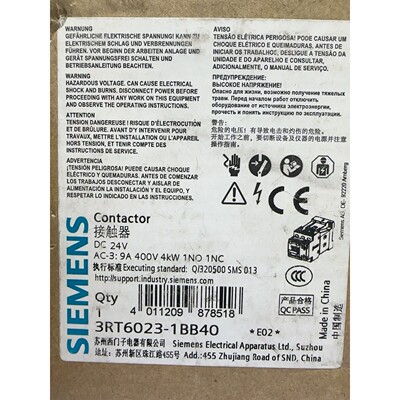 接触器 3RT6023-1BB40 3RT6023-1