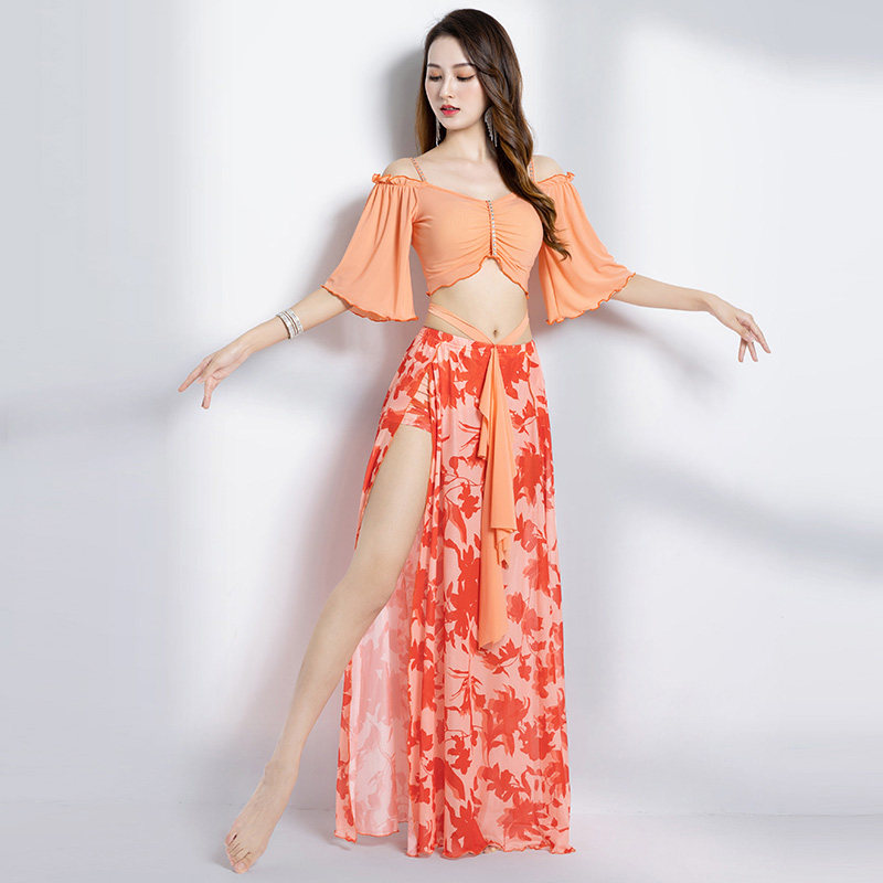 肚皮舞服装女练功服新款性感吊带上衣开叉裙舞蹈套装东方舞演出服