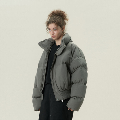 11E 肯豆风美拉德立领围脖短款男女加厚加棉面包服秋冬美式潮高级