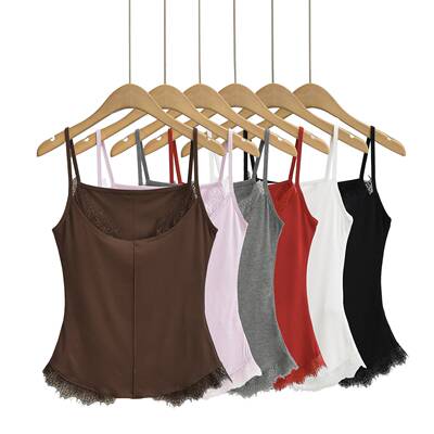 Women Lace Trim Cami Pure Desire Slim Tank Top