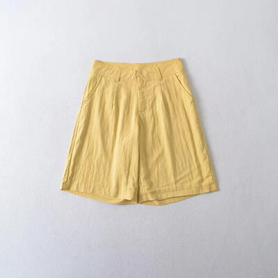 高腰阔腿五分裤女夏透气显瘦中裤