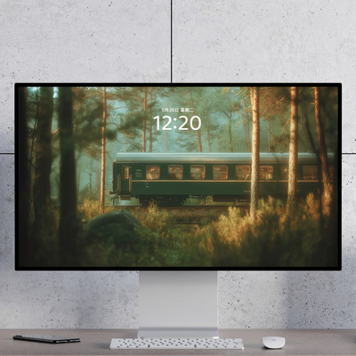 丛林列车 清新治愈 绿色 mac ipad Watch折叠手机电脑壁纸