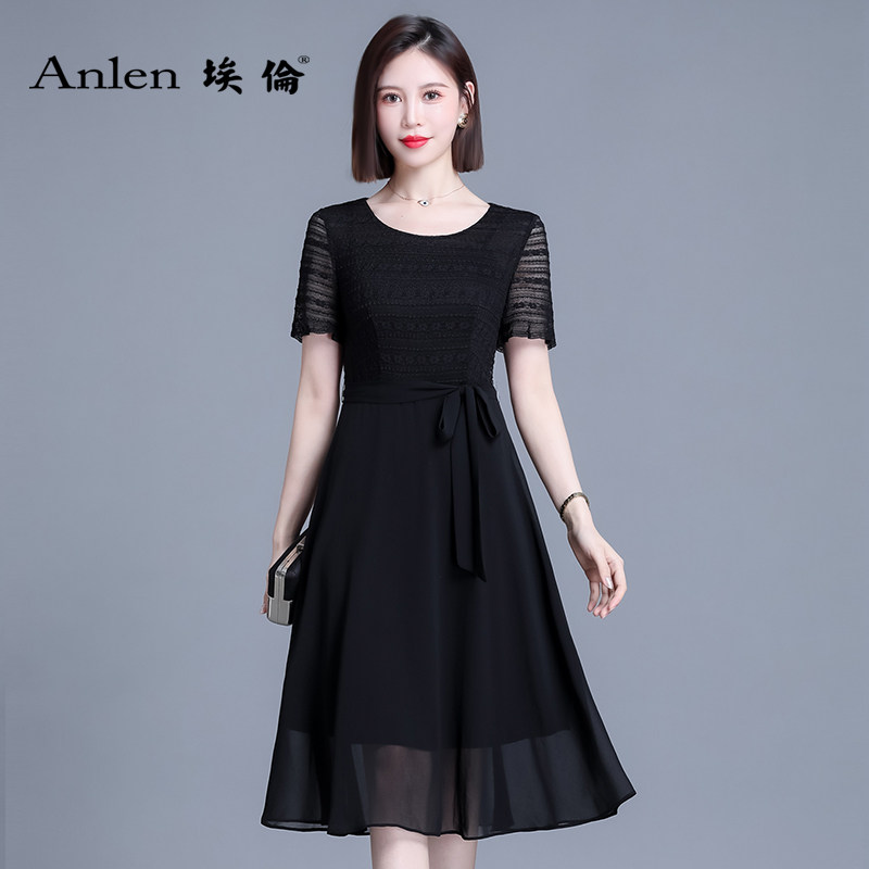 埃伦连衣裙2024新款夏季女装气质薄款减龄收腰中长款妈妈裙子
