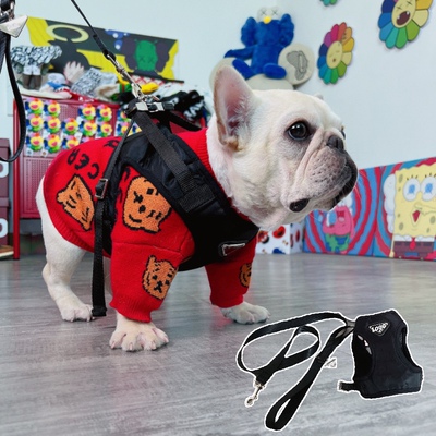 猫雪纳瑞法斗倒三角胸背带牵引绳