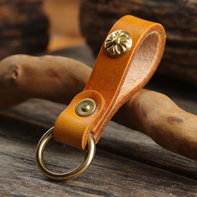 手工植鞣革原色头层牛皮钥匙扣