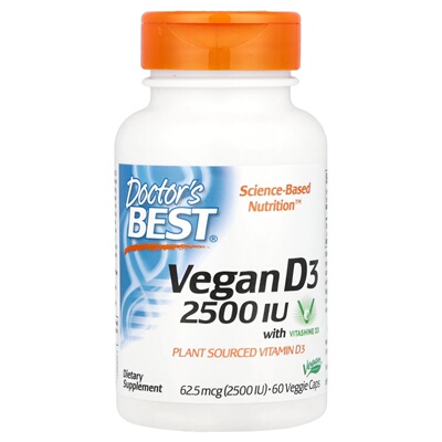 【现货】美国Doctor's Best Vegan D3 60粒素食胶囊