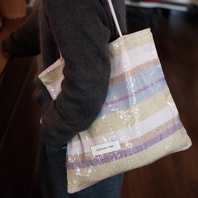 多巴胺彩色条纹时尚百搭单肩包