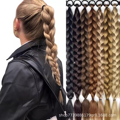 Synthetic Long Twist Braid Ponytail Extensions With Rubber