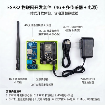 ESP32智能远程4G控制 WiFi 温湿度 光照强度 MicroPython Thonny