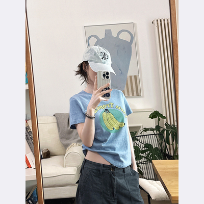 香蕉撞色炒色感随身短袖t
