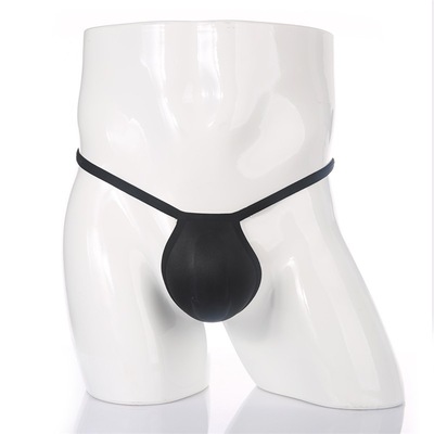 男士侧开系带丁字裤一体式罩杯内裤护垫激凸健美紧身U凸JJ海绵垫