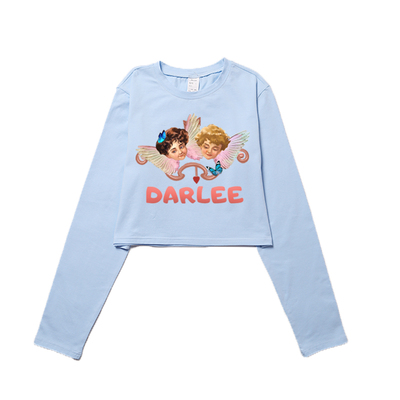 billkong长袖t恤ins潮2022年秋装欧美短款天使露脐早秋上衣服