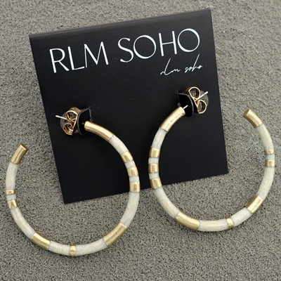 拉睦RLM SOHO米色珐琅釉森女文艺范潮人别致个性经典耳针环饰品