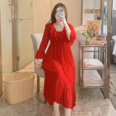 女莫代尔宫廷仙女花边拼接睡裙
