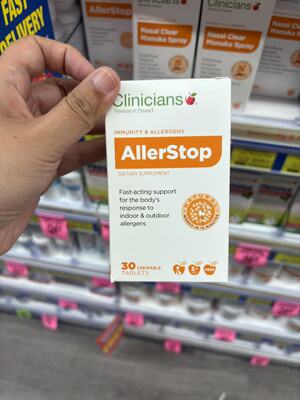 新西兰直邮Clinicians科立纯过敏停咀嚼片天然缓解敏花粉环境毛发