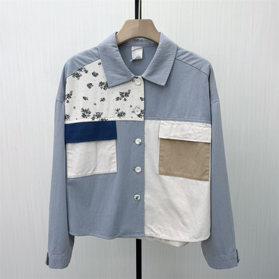 C●2026春季新品 牛仔拼接外套女设计感休闲短款长袖夹克3069
