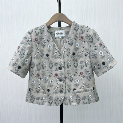 fei●2025秋季新品 时尚短袖西装外套女宽松休闲通勤西服上衣7271