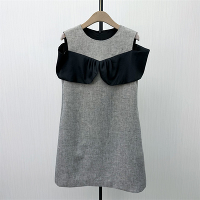 KA●2026夏季新品 亚麻连衣裙女设计感小众修身显瘦露肩a字裙2891