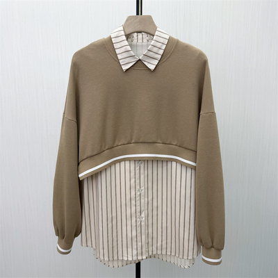 C●2026春季新品 休闲宽松慵懒风假两件套头卫衣女长袖上衣1395