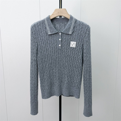 fei●2026秋季新品 绵羊毛针织衫女polo领休闲显瘦长袖上衣7179