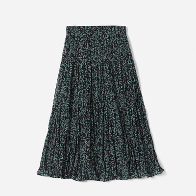 *WBQ08071 茉莉雅集蔓蔓青藤层层碧玉立体压褶复古印花松紧腰半裙