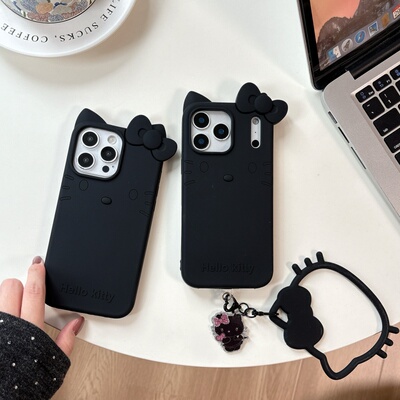 CHOWILL潮牌甜酷黑Kitty薄款适用iPhone17 16Plus 15Pro 15/14/13 14Promax 13Pro硅胶防摔手机壳