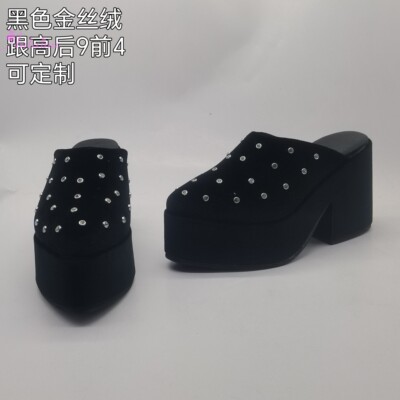 尖头可定制大码鞋小码鞋坡跟纯色