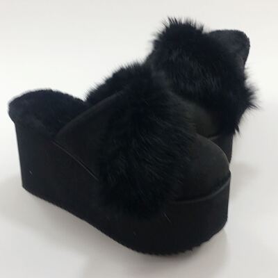 antaina松糕鞋厚底鞋真兔毛