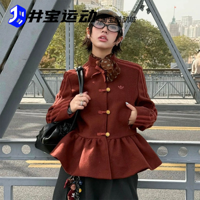 阿迪三叶草新中式花苞修身夹克