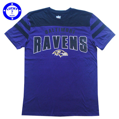 正品NFL巴尔的摩乌鸦Ravens夏季男美式印花纯棉大码短袖T恤XXL码