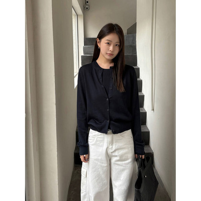 THXGIVING 经典套装系列 简约利落开衫+内搭背心针织两件套2026春