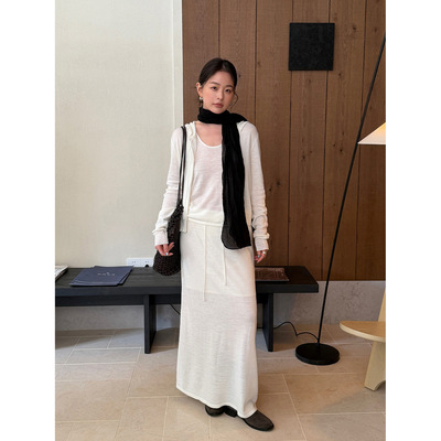 THXGIVING懒人穿搭神器 开衫女+背心+半身裙休闲针织三件套2026春