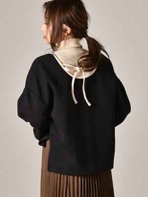 促nacostyle出口日本外贸原D复古甜美风撞色边系带太空棉卫衣